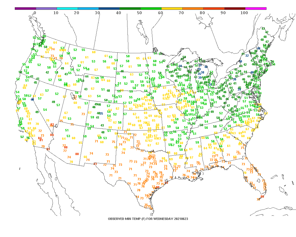 Yesterday's Temperatures & Today's 24-Hr Temp Change – iWeatherNet